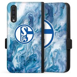 DeinDesign Galaxy A50 Handy Klapph&uuml;lle Handyh&uuml;lle aus Kunst Leder schwarz Flip Case Logo Fc Schalke 04 Merchandise Sideflip mit Lasche