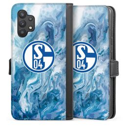DeinDesign Galaxy A32 4G Handy Klapph&uuml;lle Handyh&uuml;lle aus Kunst Leder schwarz Flip Case Logo Fc Schalke 04 Merchandise Sideflip mit Lasche