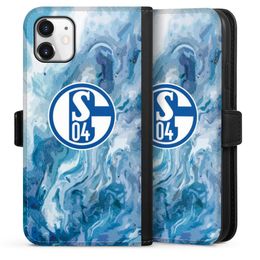 DeinDesign iPhone 11 Handy Klapph&uuml;lle Handyh&uuml;lle aus Kunst Leder schwarz Flip Case Logo Fc Schalke 04 Merchandise Sideflip mit Lasche