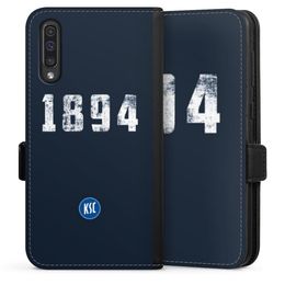 DeinDesign Galaxy A50 Handy Klapph&uuml;lle Handyh&uuml;lle aus Kunst Leder schwarz Flip Case Karlsruher Sc Ksc Bundesliga Sideflip mit Lasche
