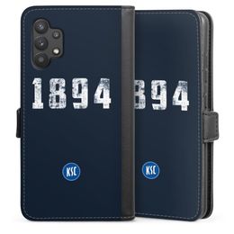 DeinDesign Galaxy A32 4G Handy Klapph&uuml;lle Handyh&uuml;lle aus Kunst Leder schwarz Flip Case Karlsruher Sc Ksc Bundesliga Sideflip mit Lasche