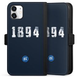 DeinDesign iPhone 11 Handy Klapph&uuml;lle Handyh&uuml;lle aus Kunst Leder schwarz Flip Case Karlsruher Sc Ksc Bundesliga Sideflip mit Lasche