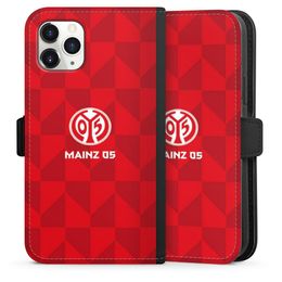 DeinDesign iPhone 11 Pro Handy Klapph&uuml;lle Handyh&uuml;lle aus Kunst Leder schwarz Flip Case Mainz 05 Official Licensed Product Merchandise Sideflip mit Lasche