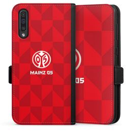 DeinDesign Galaxy A50 Handy Klapph&uuml;lle Handyh&uuml;lle aus Kunst Leder schwarz Flip Case Mainz 05 Official Licensed Product Merchandise Sideflip mit Lasche