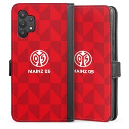DeinDesign Galaxy A32 4G Handy Klapph&uuml;lle Handyh&uuml;lle aus Kunst Leder schwarz Flip Case Mainz 05 Official Licensed Product Merchandise Sideflip mit Lasche
