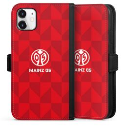 DeinDesign iPhone 11 Handy Klapph&uuml;lle Handyh&uuml;lle aus Kunst Leder schwarz Flip Case Mainz 05 Official Licensed Product Merchandise Sideflip mit Lasche
