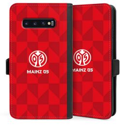 DeinDesign Galaxy S10 Plus Handy Klapph&uuml;lle Handyh&uuml;lle aus Kunst Leder schwarz Flip Case Mainz 05 Official Licensed Product Merchandise Sideflip mit Lasche