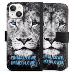 DeinDesign iPhone 14 Handy Klapph&uuml;lle Handyh&uuml;lle aus Kunst Leder schwarz Flip Case Official Licensed Product Tsv 1860 M&uuml;nchen Lion Sideflip mit Lasche