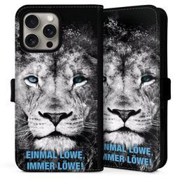 DeinDesign iPhone 16 Pro Handy Klapph&uuml;lle Handyh&uuml;lle aus Kunst Leder schwarz Flip Case Official Licensed Product Tsv 1860 M&uuml;nchen Lion Sideflip mit Lasche