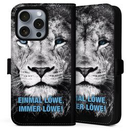 DeinDesign iPhone 16 Pro Max Handy Klapph&uuml;lle Handyh&uuml;lle aus Kunst Leder schwarz Flip Case Official Licensed Product Tsv 1860 M&uuml;nchen Lion Sideflip mit Lasche