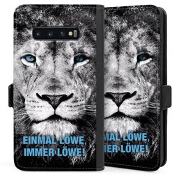 DeinDesign Galaxy S10 Plus Handy Klapph&uuml;lle Handyh&uuml;lle aus Kunst Leder schwarz Flip Case Official Licensed Product Tsv 1860 M&uuml;nchen Lion Sideflip mit Lasche
