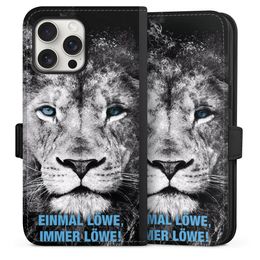 DeinDesign iPhone 15 Pro Max Handy Klapph&uuml;lle Handyh&uuml;lle aus Kunst Leder schwarz Flip Case Official Licensed Product Tsv 1860 M&uuml;nchen Lion Sideflip mit Lasche