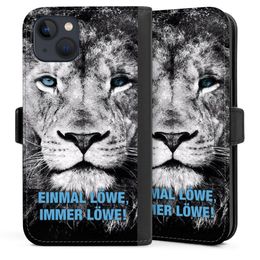 DeinDesign iPhone 13 Handy Klapph&uuml;lle Handyh&uuml;lle aus Kunst Leder schwarz Flip Case Official Licensed Product Tsv 1860 M&uuml;nchen Lion Sideflip mit Lasche