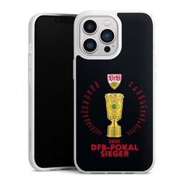 DeinDesign iPhone 13 Pro Handy Silikon H&uuml;lle Case wei&szlig; Handyh&uuml;lle Trophy Official Licensed Product Vfb Stuttgart Silikon Case