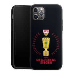 DeinDesign iPhone 12 Pro Handy Premium Silikon H&uuml;lle Handyh&uuml;lle schwarz Case Trophy Official Licensed Product Vfb Stuttgart Silikon Premium Case