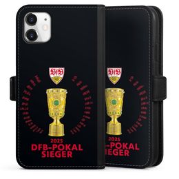 DeinDesign iPhone 11 Handy Klapph&uuml;lle Handyh&uuml;lle aus Kunst Leder schwarz Flip Case Trophy Official Licensed Product Vfb Stuttgart Sideflip mit Lasche