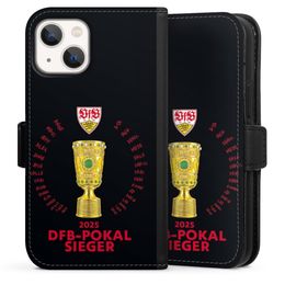 DeinDesign Galaxy A51 Handy Klapph&uuml;lle Handyh&uuml;lle aus Kunst Leder schwarz Flip Case Trophy Official Licensed Product Vfb Stuttgart Sideflip mit Lasche