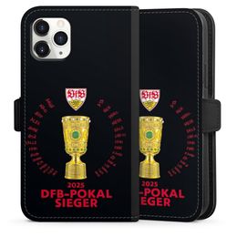 DeinDesign iPhone 11 Pro Handy Klapph&uuml;lle Handyh&uuml;lle aus Kunst Leder schwarz Flip Case Trophy Official Licensed Product Vfb Stuttgart Sideflip mit Lasche