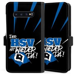 DeinDesign Galaxy S10 Plus Handy Klapph&uuml;lle Handyh&uuml;lle aus Kunst Leder schwarz Flip Case Ascent Hamburger Sv Hsv Sideflip mit Lasche