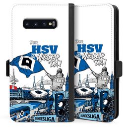 DeinDesign Galaxy S10 Plus Handy Klapph&uuml;lle Handyh&uuml;lle aus Kunst Leder schwarz Flip Case Ascent Hamburger Sv Official Licensed Product Sideflip mit Lasche