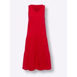 WITT Damen Sommerkleid mit angesetzten Volants, rot, Gr&ouml;&szlig;e 48/50