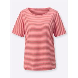 WITT Damen Ringelshirt mit kurzen &Auml;rmeln, eucalyptus-ecru-geringelt, Gr&ouml;&szlig;e 40