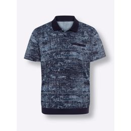 WITT Herren Poloshirt mit Melange-Druck, marine-gemustert, Gr&ouml;&szlig;e 52/54