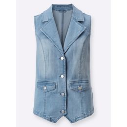 WITT Damen Jeansweste mit Reverskragen, blue-bleached, Gr&ouml;&szlig;e 40