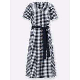 WITT Damen Trachtenkleid mit Bindeg&uuml;rtel, marine-wei&szlig;-kariert, Gr&ouml;&szlig;e 46