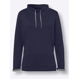 WITT Damen Sweatshirt mit gestreiftem Bindeband, marine, Gr&ouml;&szlig;e 48