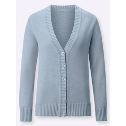 WITT Damen Strickjacke mit farblich abgestimmten Kn&ouml;pfen, eisblau, Gr&ouml;&szlig;e 40
