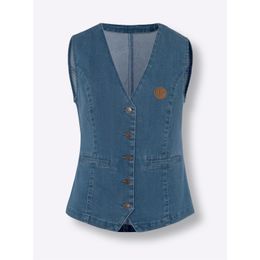 WITT Damen Jeansweste in verk&uuml;rzter Form, blue-bleached, Gr&ouml;&szlig;e 38