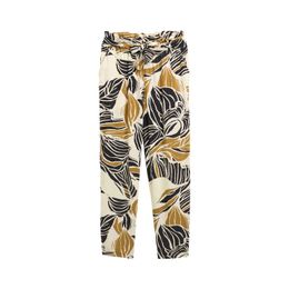 Tom Tailor Damen Loose Slim Paperbag Hose, beige, Gemustert, Gr. 44/28