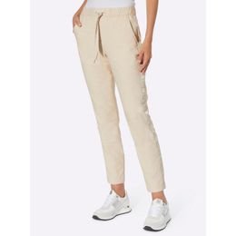 Heine Witt Damen Röhrenhose mit Crinkle-Effekt, sand, Größe 44