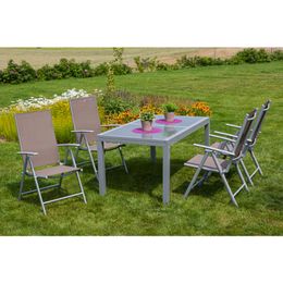Merxx Tischgruppe Amalfi, 5-tlg taupe, Tisch 120/180 x 90 cm