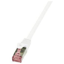 LogiLink CQ2011S RJ45 Netzwerkkabel, Patchkabel CAT 6 S/FTP 0.25 m Wei&szlig; Flammwidrig, mit Rastnasenschutz 1 St.