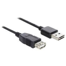 Delock USB-Kabel USB 2.0 USB-A Stecker, USB-A Buchse 1.00 m Schwarz beidseitig verwendbarer Stecker, vergoldete Steckkontakte, UL-zertifiziert 83370