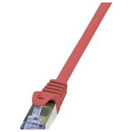 LogiLink CQ3014S RJ45 Netzwerkkabel, Patchkabel CAT 6a S/FTP 0.25 m Rot Flammwidrig, mit Rastnasenschutz 1 St.
