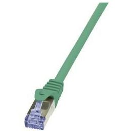 LogiLink CQ3015S RJ45 Netzwerkkabel, Patchkabel CAT 6a S/FTP 0.25 m Gr&uuml;n Flammwidrig, mit Rastnasenschutz 1 St.