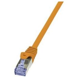 LogiLink CQ3018S RJ45 Netzwerkkabel, Patchkabel CAT 6a S/FTP 0.25 m Orange Flammwidrig, mit Rastnasenschutz 1 St.
