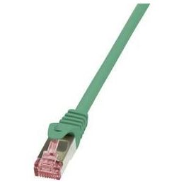 LogiLink CQ2015S RJ45 Netzwerkkabel, Patchkabel CAT 6 S/FTP 0.25 m Gr&uuml;n Flammwidrig, mit Rastnasenschutz 1 St.