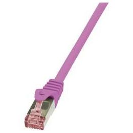 LogiLink CQ2019S RJ45 Netzwerkkabel, Patchkabel CAT 6 S/FTP 0.25 m Pink Flammwidrig, mit Rastnasenschutz 1 St.