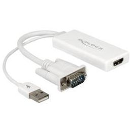 Delock 62460 VGA / USB / HDMI Adapter [1x VGA-Stecker, USB 2.0 Stecker A - 1x HDMI-Buchse] Wei&szlig; 25.00 cm