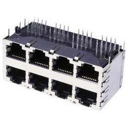 econ connect 3022S4 Doppelstock Multiport 8 x RJ45 3022S4 Buchse, Einbau horizontal Polzahl Sensoren 8P8C Metall 1 St.