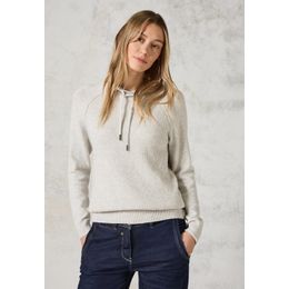 Rollkragenpullover Cecil, Damen, Gr. XL (44), weiß (soft silber melange), Web, 37% Baumwolle, 34% Polyacryl, 26% Polyester, 3% Elasthan, unifarben, normal normal, ohne Ausschnitt, Bündchen, Pullover, mit Kragen