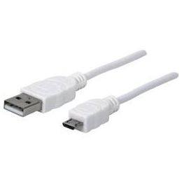 Manhattan USB-Kabel USB 2.0 USB-A Stecker, USB-Micro-B Stecker 1.00 m Wei&szlig; UL-zertifiziert 323987