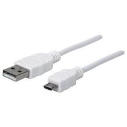 Manhattan USB-Kabel USB 2.0 USB-A Stecker, USB-Micro-B Stecker 1.80 m Wei&szlig; UL-zertifiziert 324069