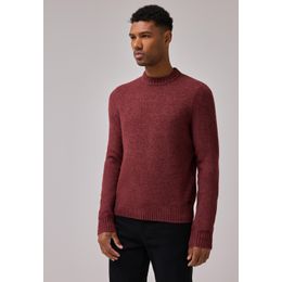 Rundhalspullover Street One MEN, Damen, Gr. L42, rot (real rot melange), Stoff, 44% Polyacryl, 29% Polyester, 23% Wolle, 4% Elasthan, unifarben, normal normal, Rundhals, B&uuml;ndchen, Pullover Rundhalspullover, aus elastischem Materialmix