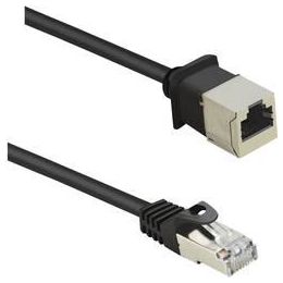 Renkforce RF-4394124 RJ45 Netzwerkkabel, Patchkabel CAT 5e F/UTP 0.50 m Schwarz Verl&auml;ngerungskabel mit Rastnasenschutz, vergoldete Steckkontakte 1 St.