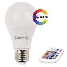 LightMe LM85194 LED EEK F (A - G) E27 Gl&uuml;hlampenform 8.8 W = 66 W RGBW (&Oslash; x L) 60 mm x 114 mm colorchanging, dimmbar, inkl. Fernbedienung 1 St.